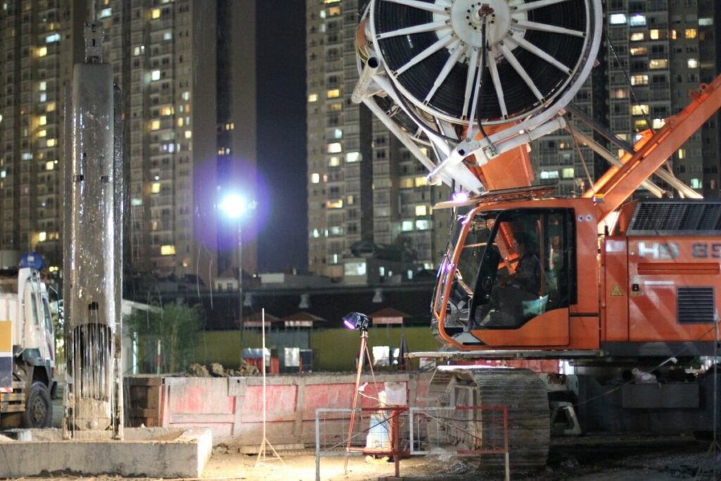 Barrette, pile, piling, shaft grout, shaft grouting